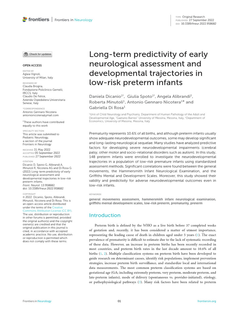 Predicting Outcomes in Low-Risk Preterm Infants | PDF | Preterm Birth ...