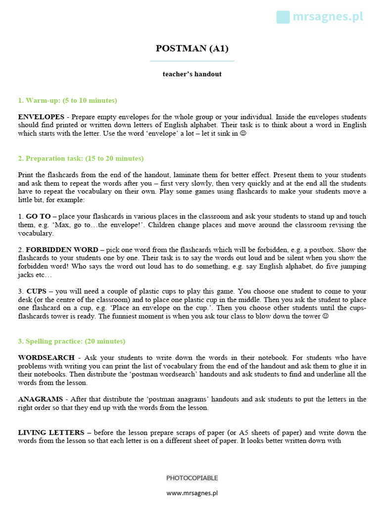 Engaging Postman Activities for Kids | PDF