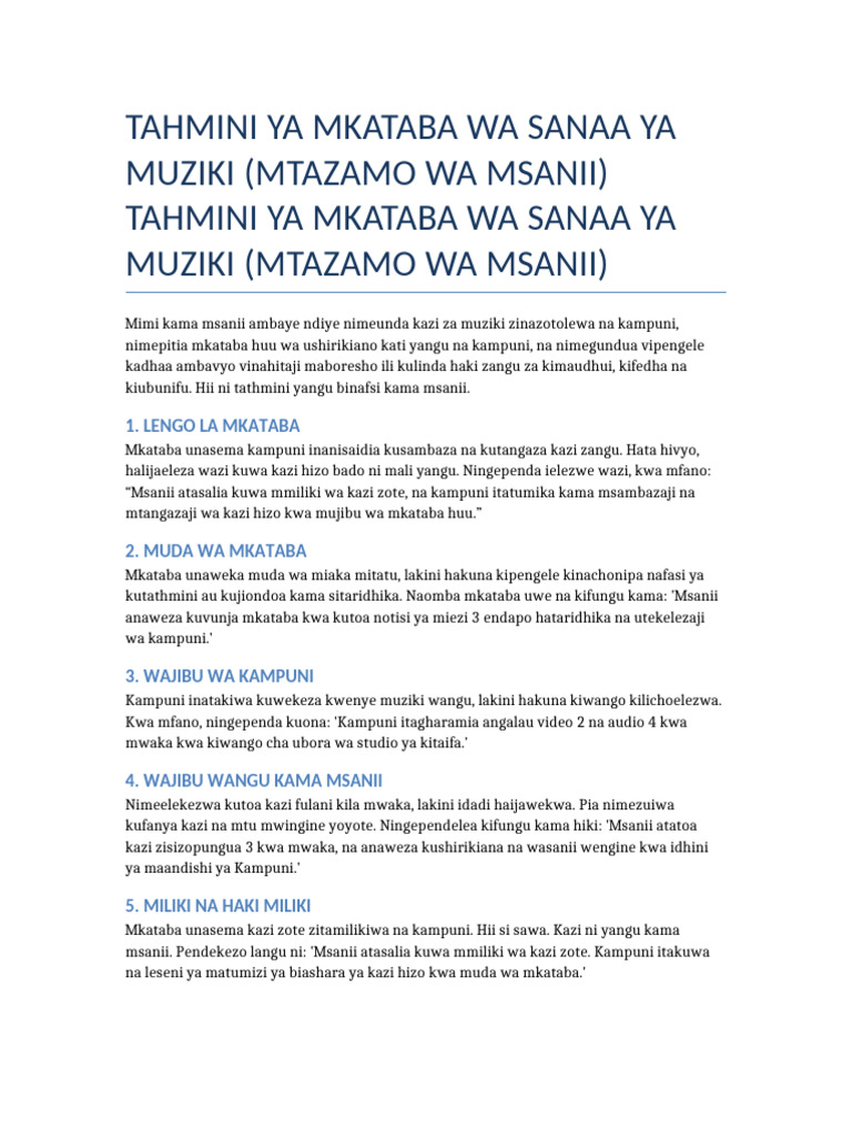 Tathmini Ya Mkataba | PDF