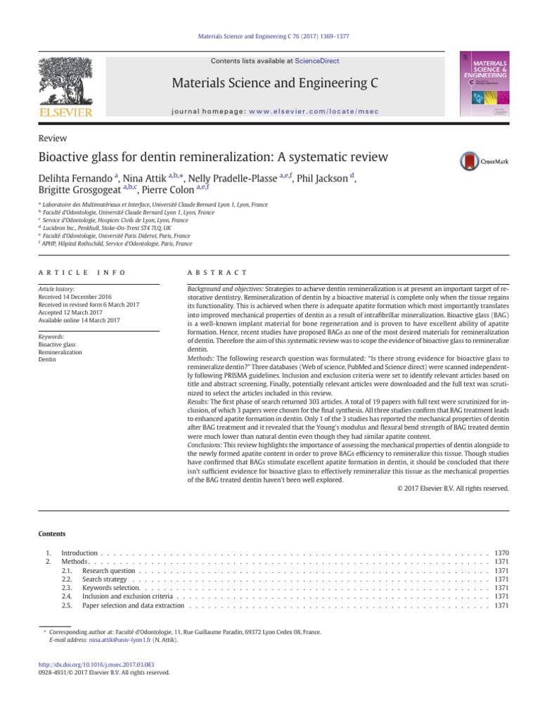 Bioactive Glass for Dentin Remineralization | PDF | Tooth Enamel ...