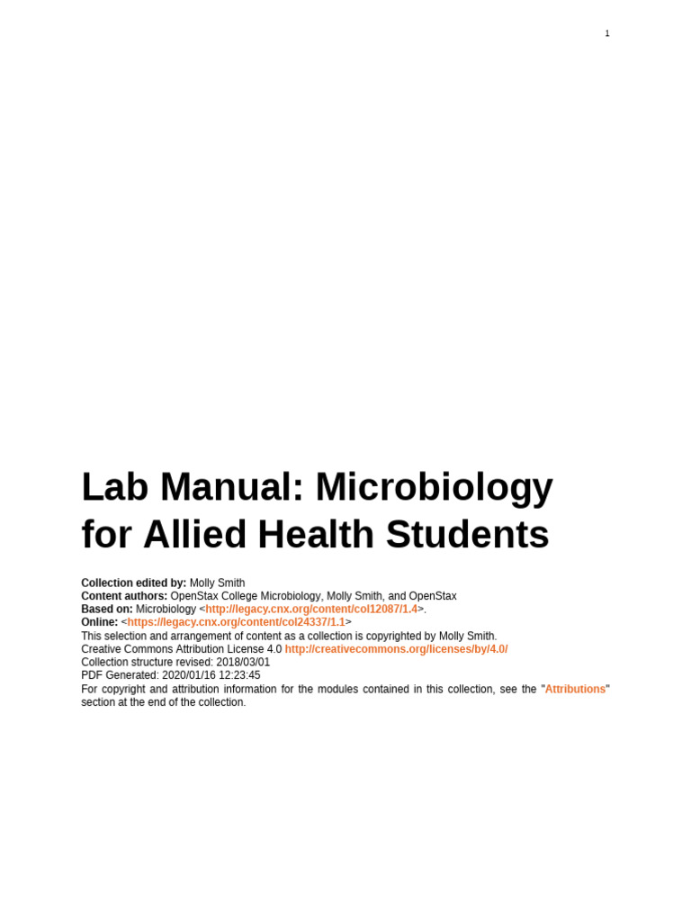 Microbiology Lab Manual for Health Students | PDF | Electromagnetic ...