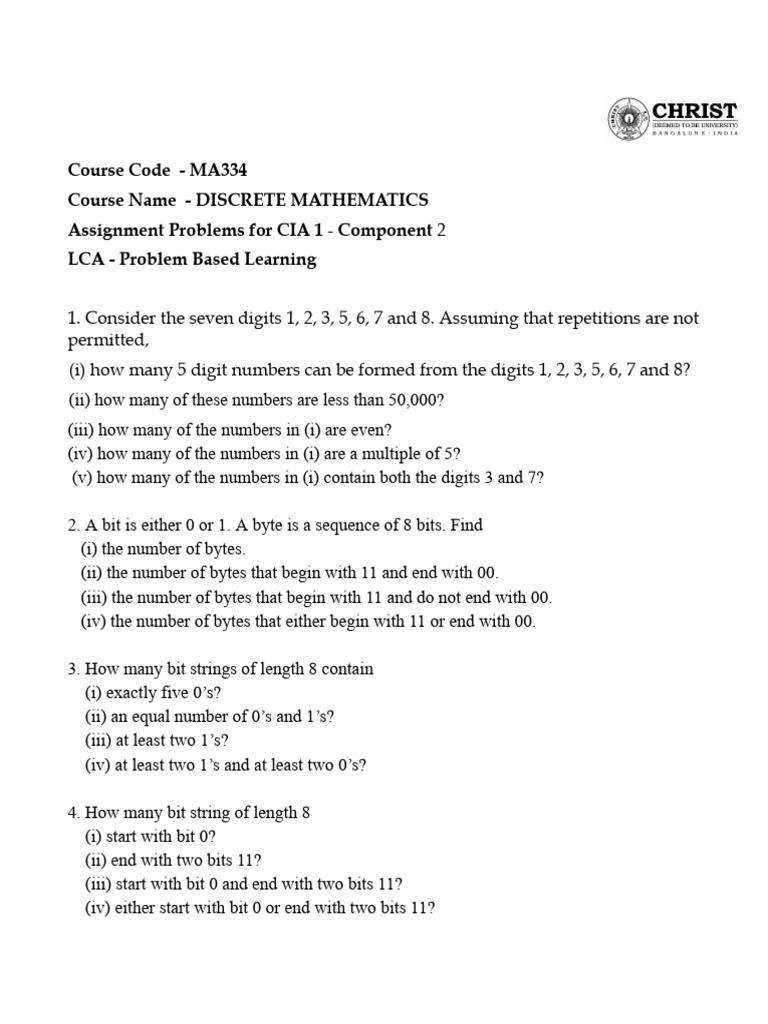 Problems Based Learning CIA 1 COMPONENT 2 | PDF | Bit | String ...