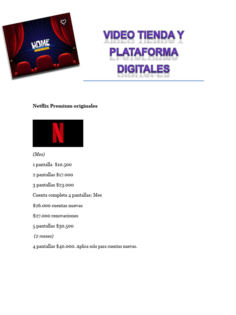 CATALOGO de Video Tienda y Plataformas Dig. | PDF | Vídeo a la carta | Servicios en línea