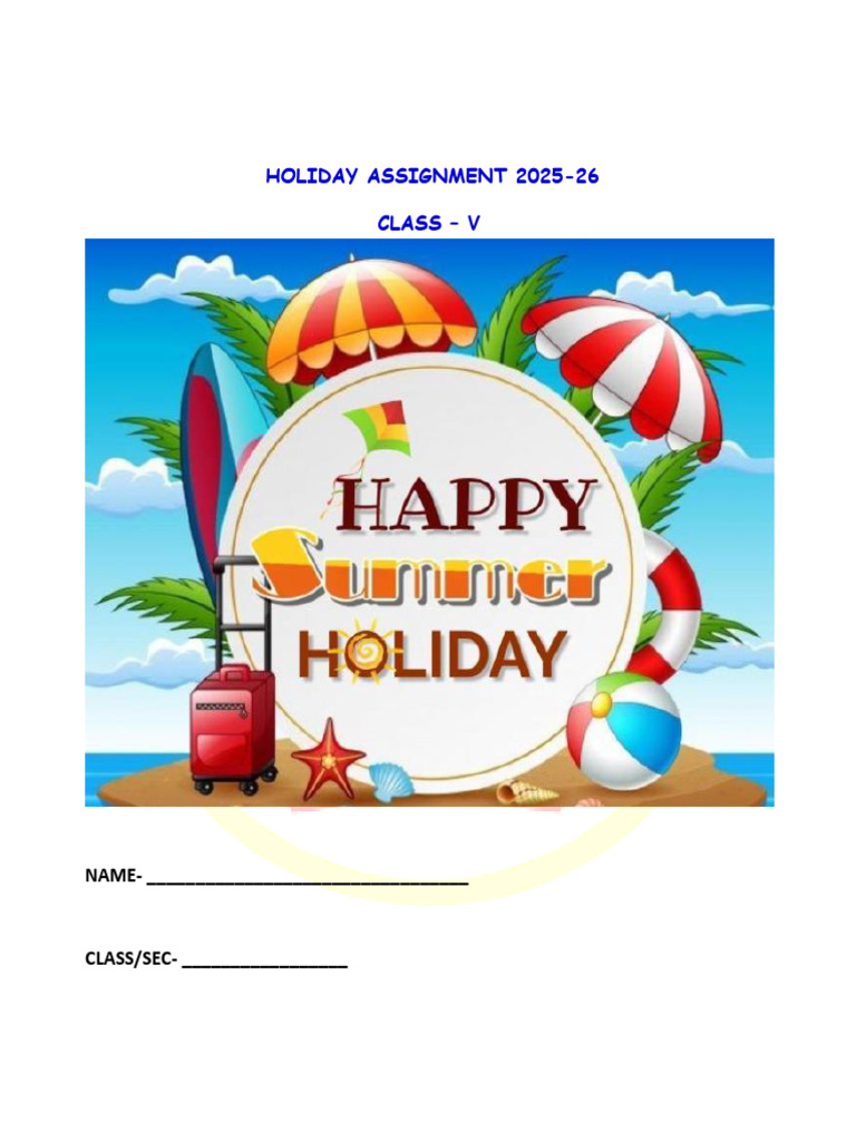 Holiday Homework Assignment of Grade-V. | PDF | Creativity
