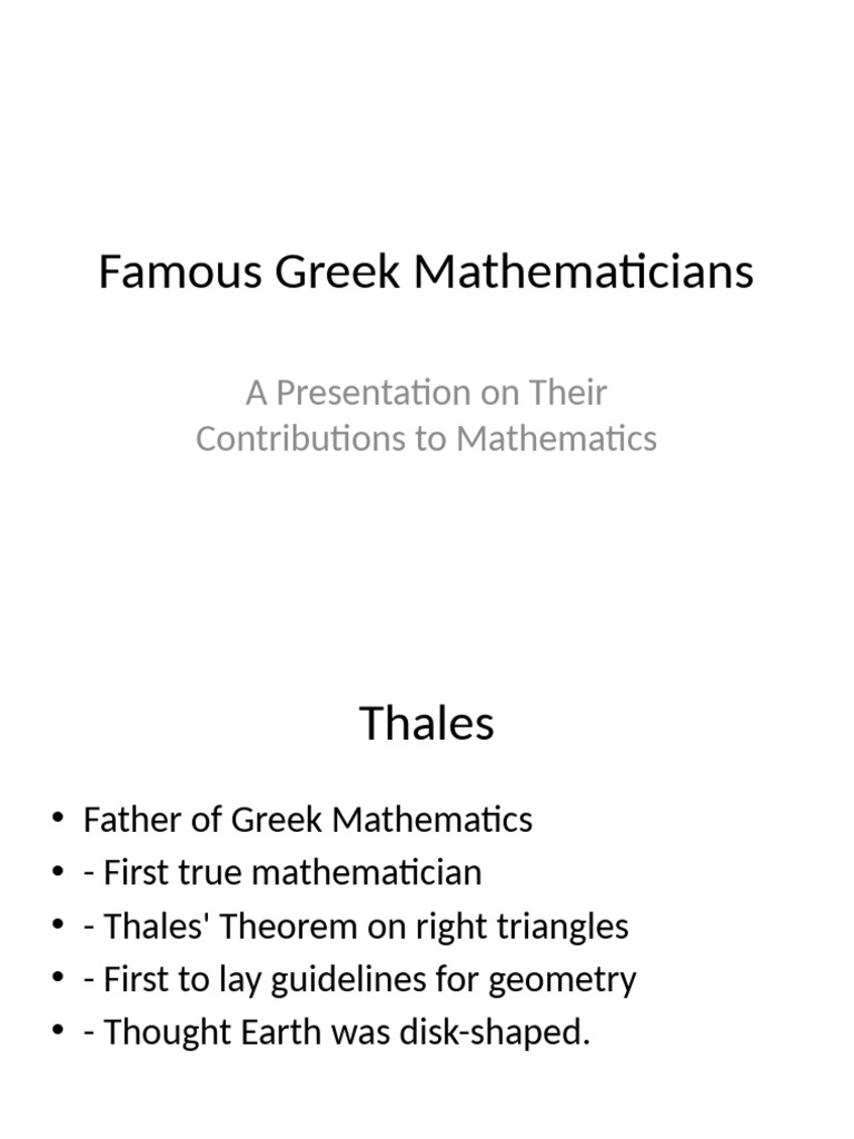 Contributions of Famous Greek Mathematicians | PDF