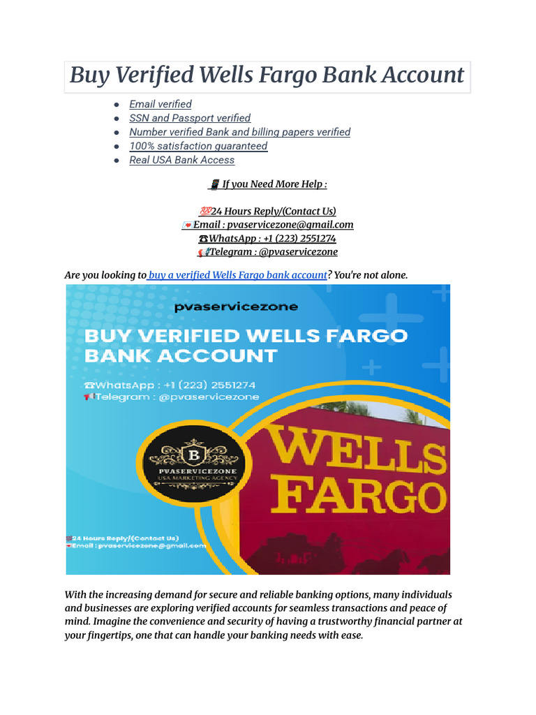 Buy Verified Wells Fargo Bank Account | PDF | Cheque | Computer Security