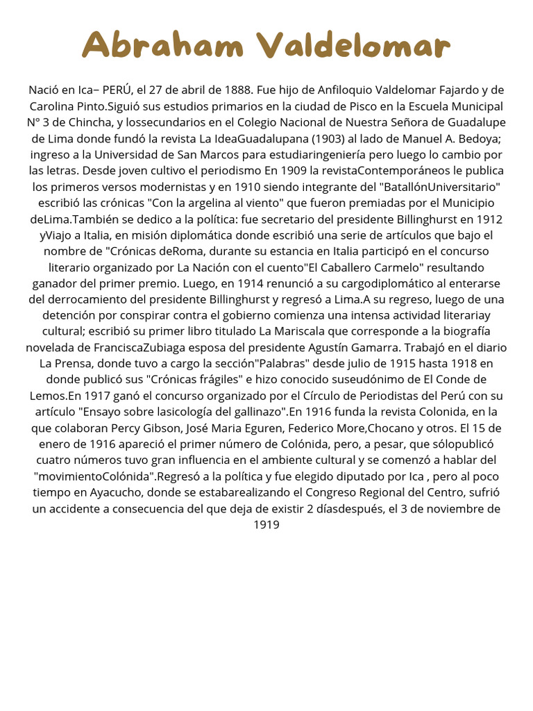 Abraham Valdelomar | PDF