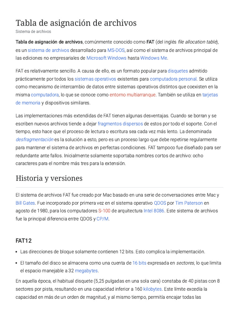 Tabla de Asignación de Archivos - Wikipedia, La Enciclopedia Libre ...