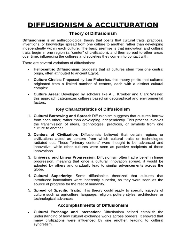 Diffusionism & Acculturation | PDF | Cultural Assimilation | Identity ...