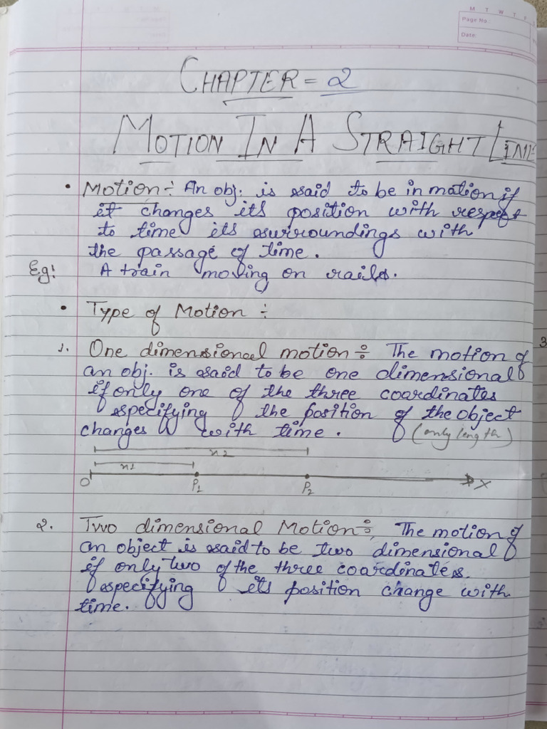 Physics Class 11 Chapter 2 Motion in A Straight Line | PDF | Physical ...