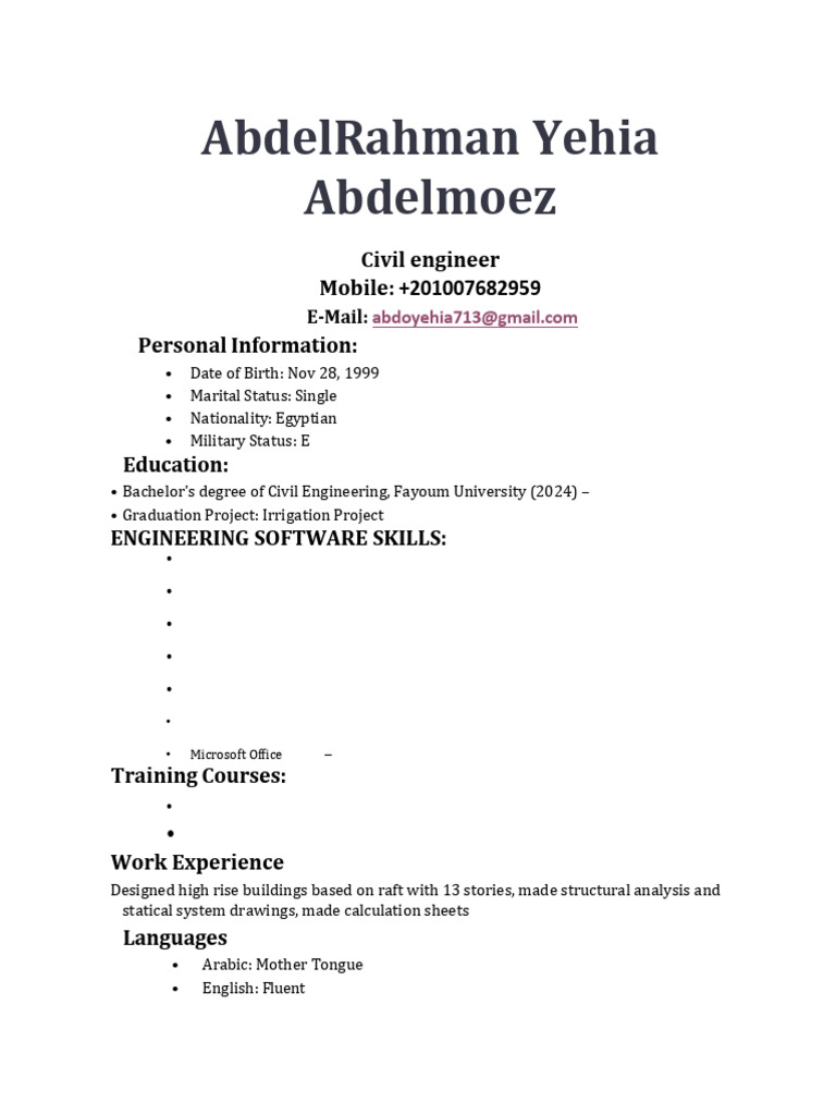 CV Abdelrahman Yehia | PDF