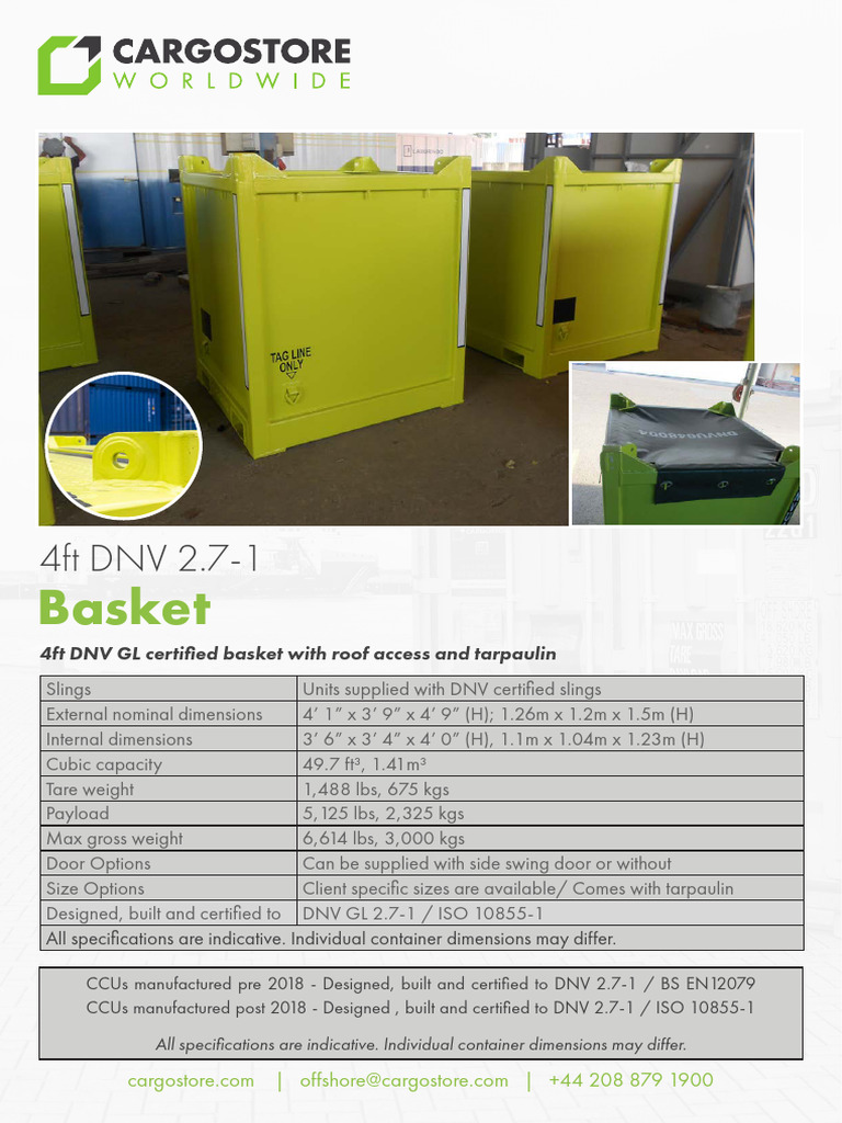 DNV Certified Baskets Specifications | PDF