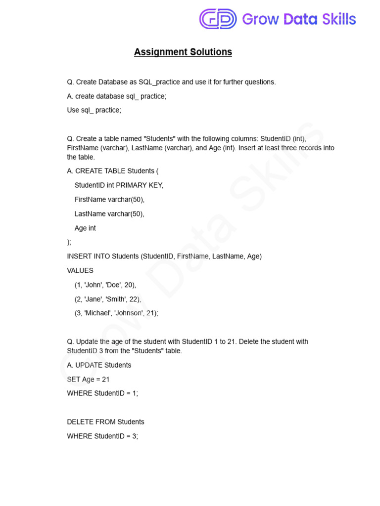 SQL Class 2 Assignment 2 Solution | PDF | Data | Software Design