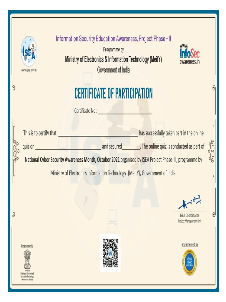 ISEA Digital Certificate | PDF