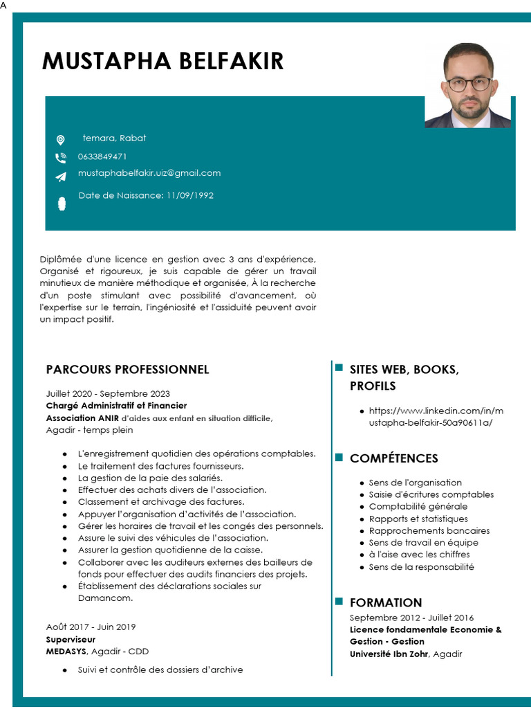 Mustapha Belfakir CV . | PDF | Comptabilité