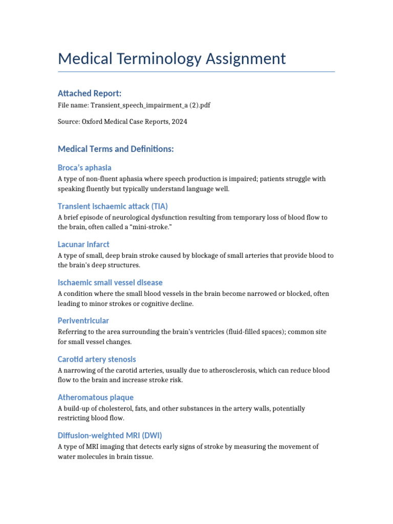 Medical Terminology Assignment | PDF