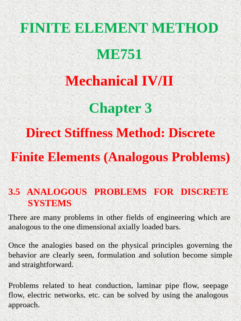 03d Direct Stiffness Method Analogous Problems | PDF | Finite Element Method | Thermal Conduction