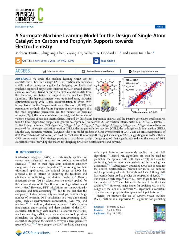Tamtaji Et Al 2023 A Surrogate Machine Learning Model For The Design of Single Atom Catalyst On ...