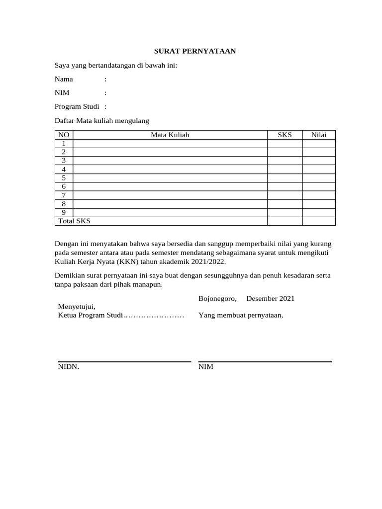 Surat Pernyataan Perbaikan 2 | PDF