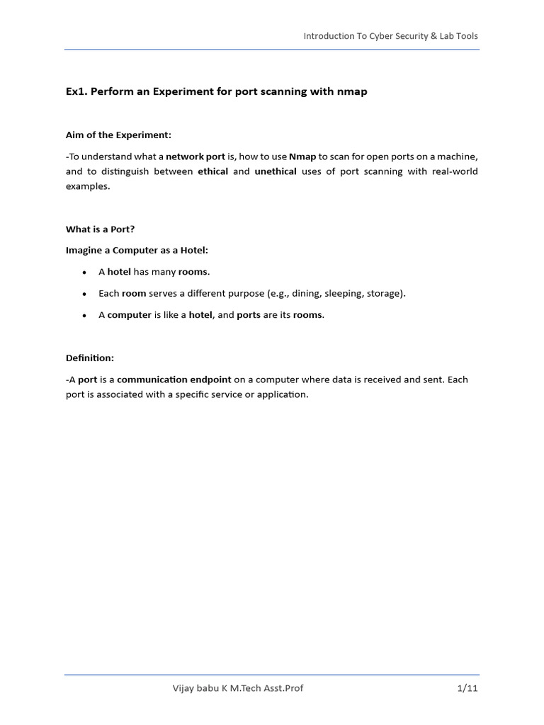 Nmap Port Scanning Experiment Guide | PDF | Port (Computer Networking) | Internet