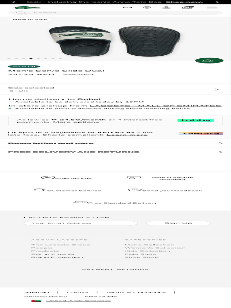 Buy Men's Serve Slide Dual Lacoste UAE | PDF