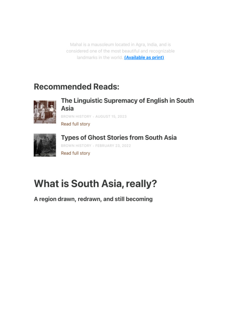 Understanding South Asia's Identity Crisis | PDF | South Asia | Bengal