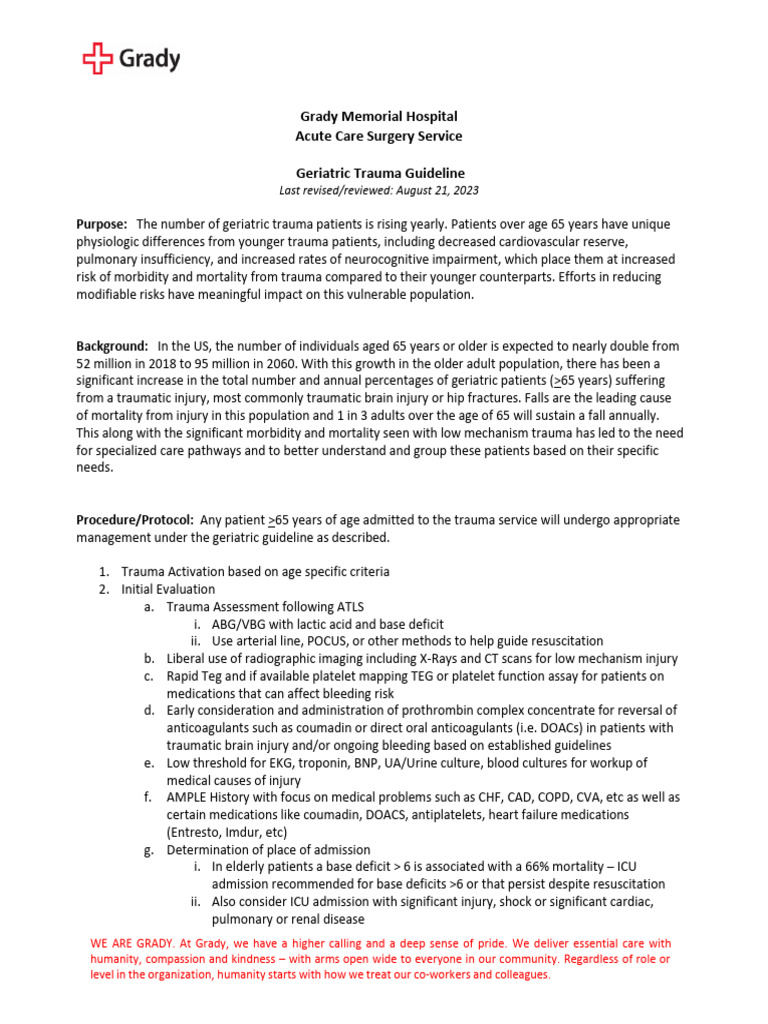 Geriatric Trauma Guideline | PDF | Major Trauma | Geriatrics