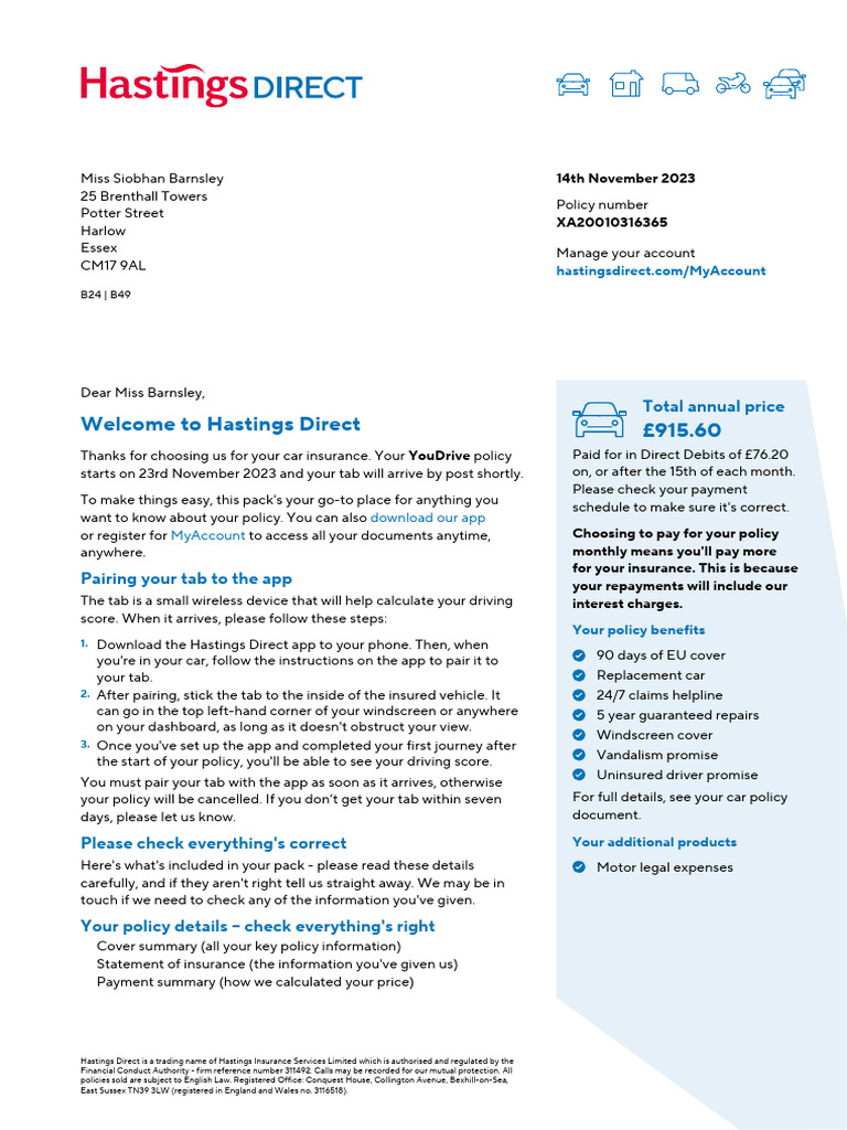 Hastings Direct Car Insurance Overview | PDF | Credit Card | Insurance