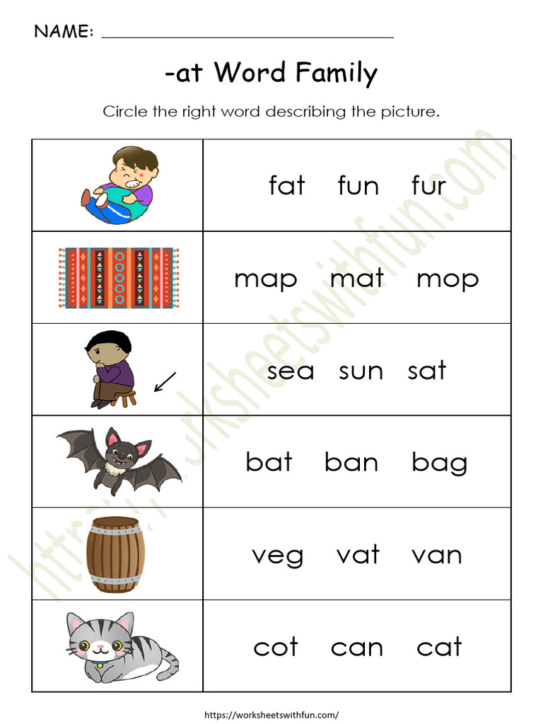 CVC (At Words) Worksheet 11 | PDF