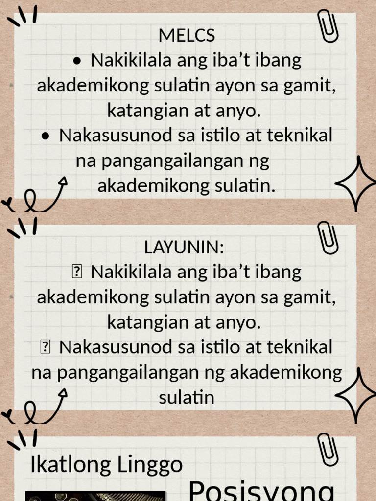 Ikatlong Linggo FPL Akademik Posisyong Papel | PDF