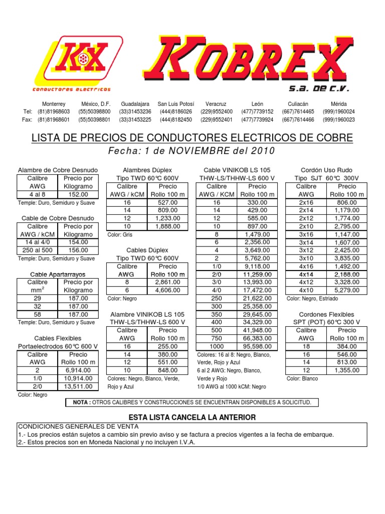 Lista de Precios Kobrex | PDF | Diseño gráfico | Hojas de estilo en cascada