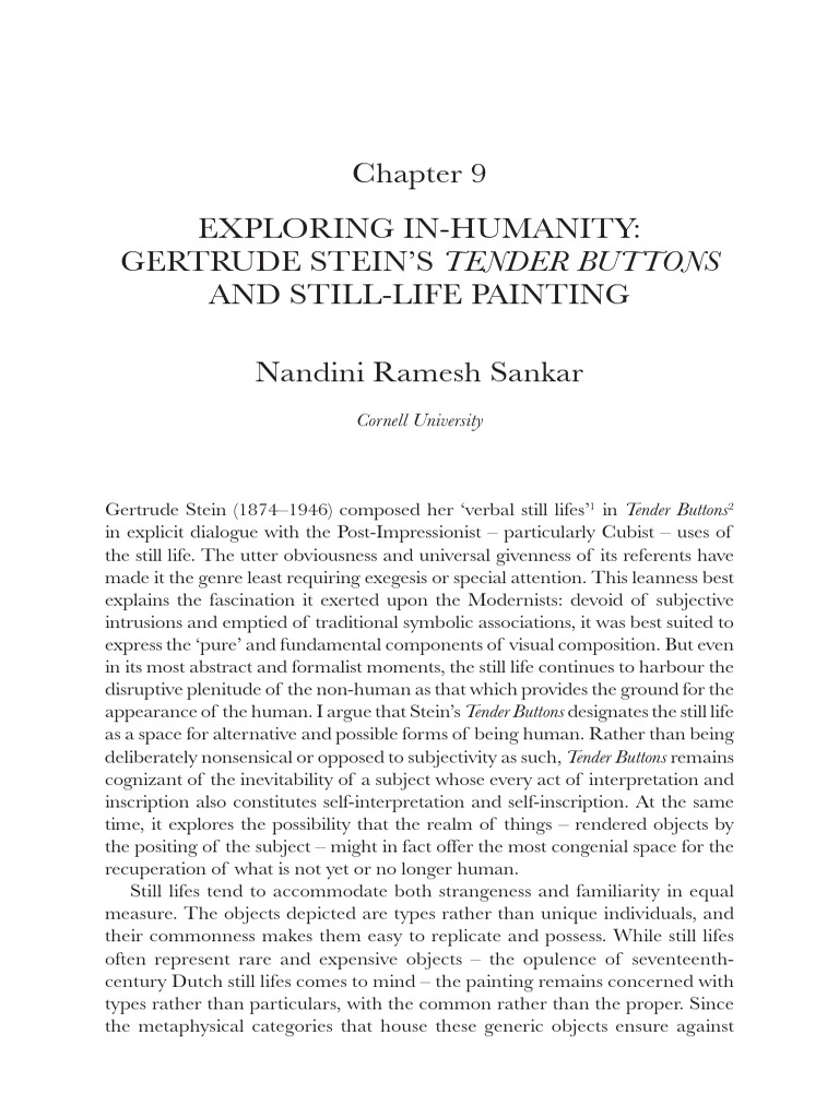 Exploring in Humanity Gertrude Steins Te | PDF | Gertrude Stein | Still Life