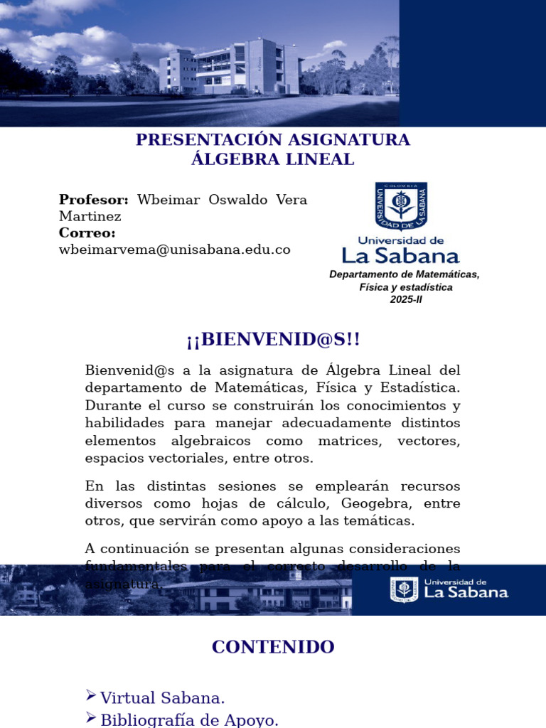 Presentación Álgebra Lineal | PDF | Álgebra lineal | Mapa lineal