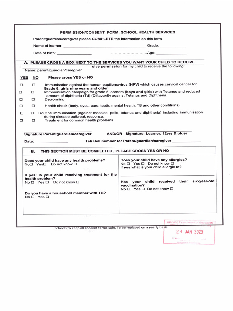 Consent Forms Health Programme | PDF