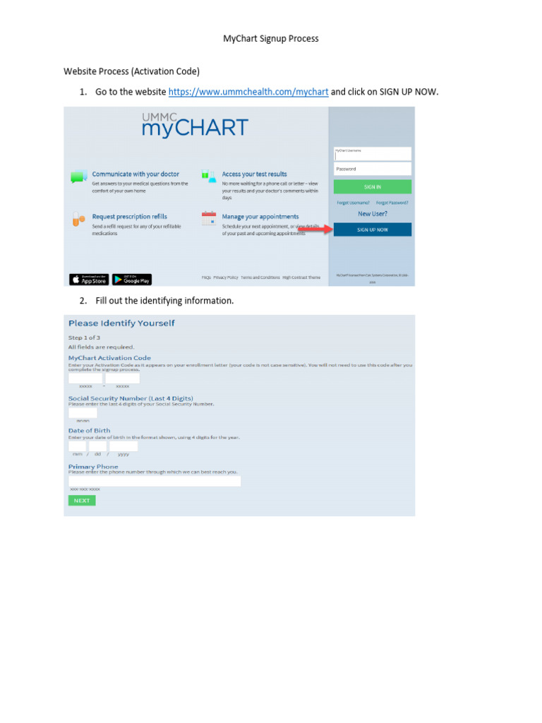 MyChart Signup Instructions | PDF
