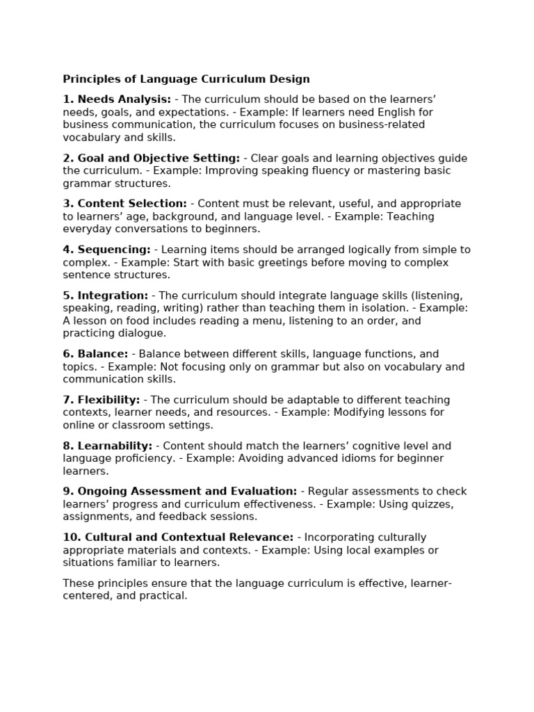 Effective Principles for ELT Curriculum | PDF