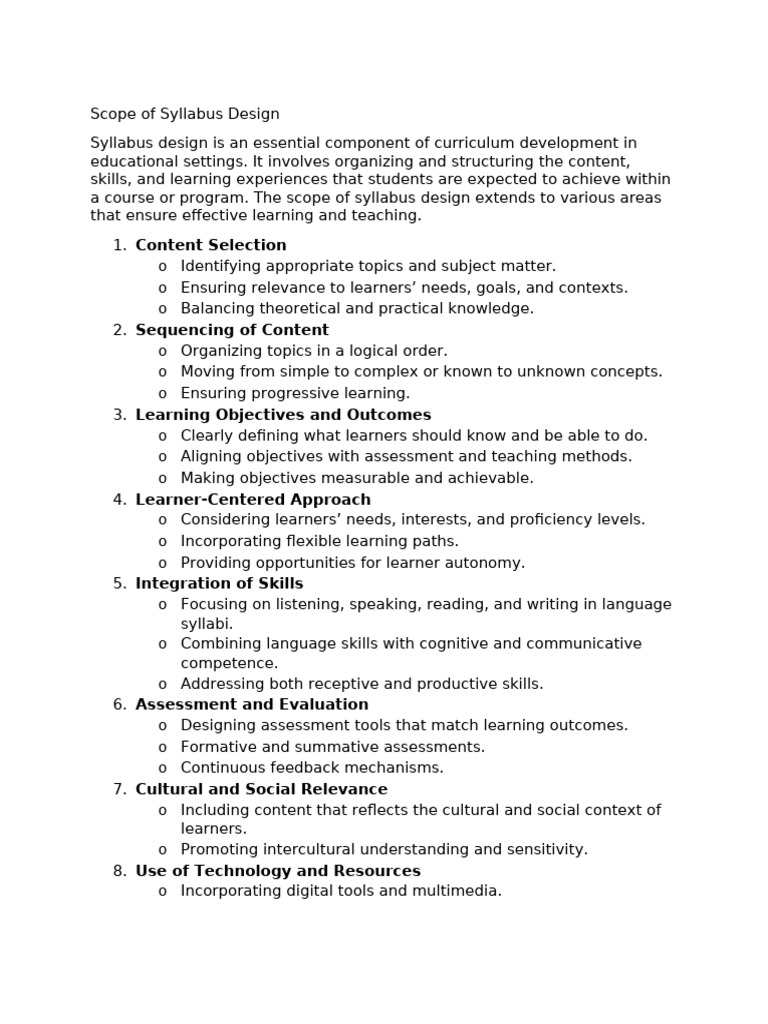 Essentials of Syllabus Design | PDF | Educational Assessment | Learning