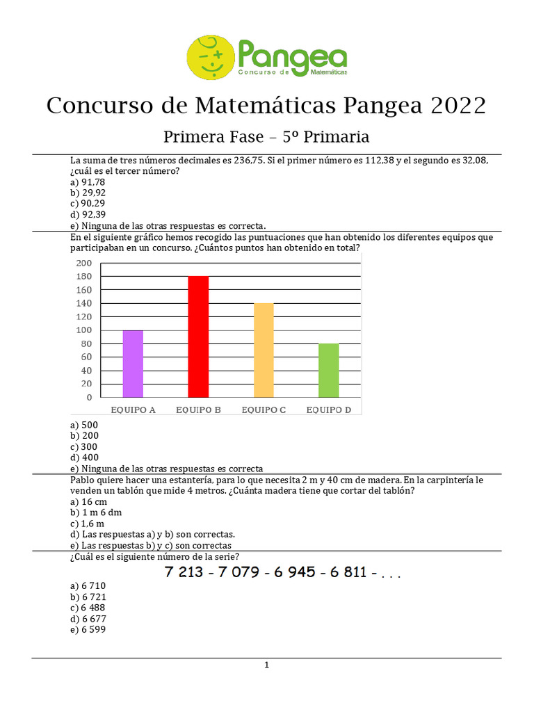 Pangea22 PrimeraFase 5o-PRIMARIA | PDF | Notación | Números