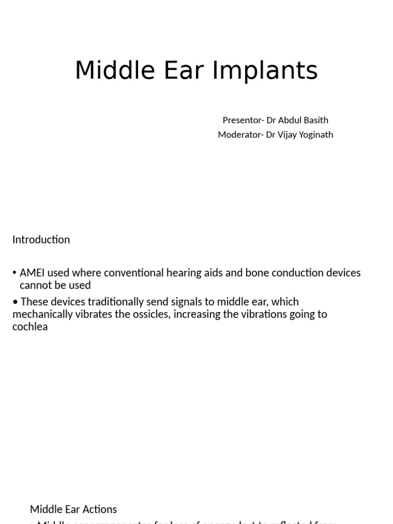 Overview of Middle Ear Implants | PDF | Ear | Hearing