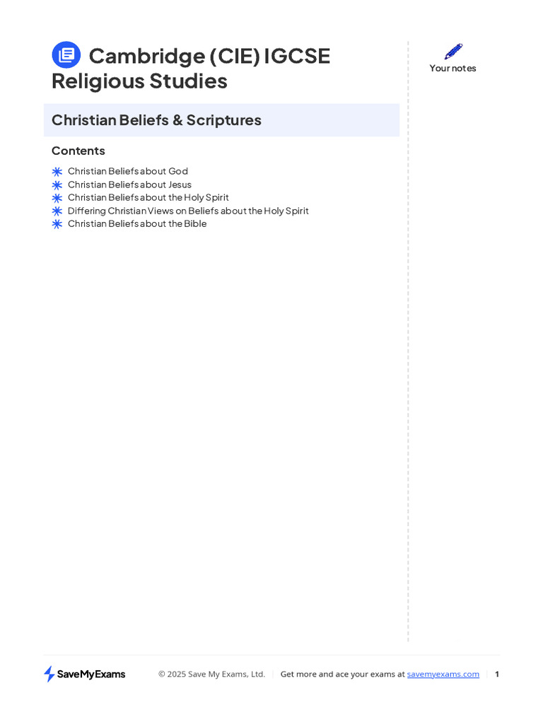 Cambridge (CIE) IGCSE Religious Studies: Christian Beliefs & Scriptures ...