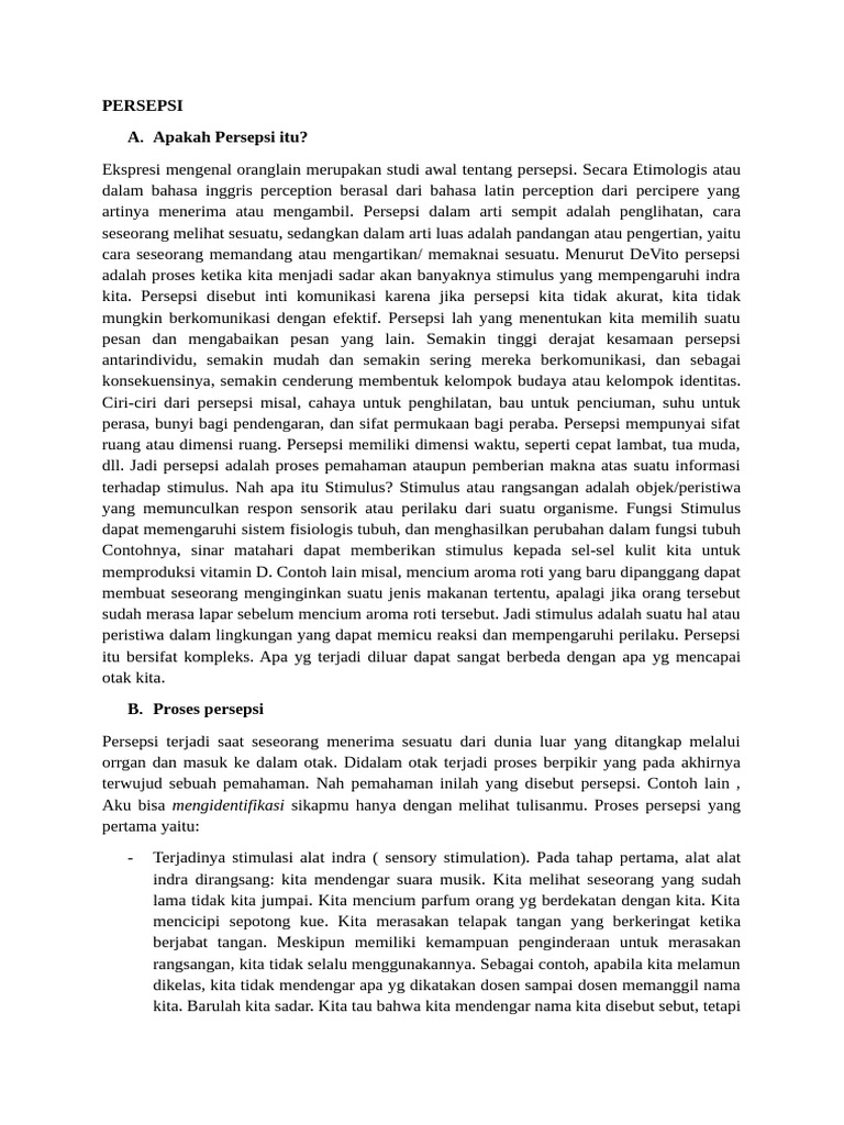 Memahami Proses dan Fungsi Persepsi | PDF