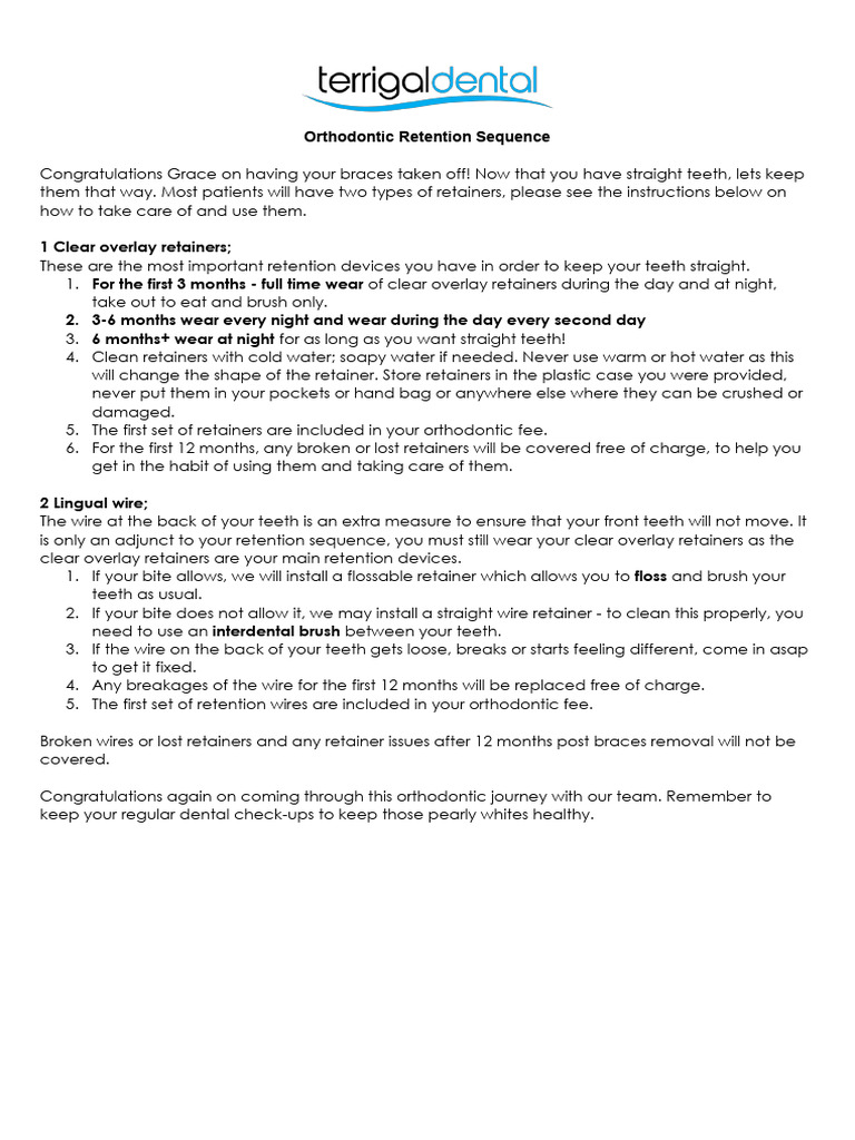 Grace Atkins Retainer Instructions | PDF