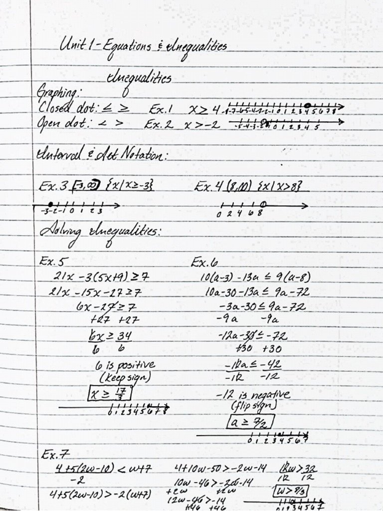 Unit 1 Notes-Inequalities | PDF