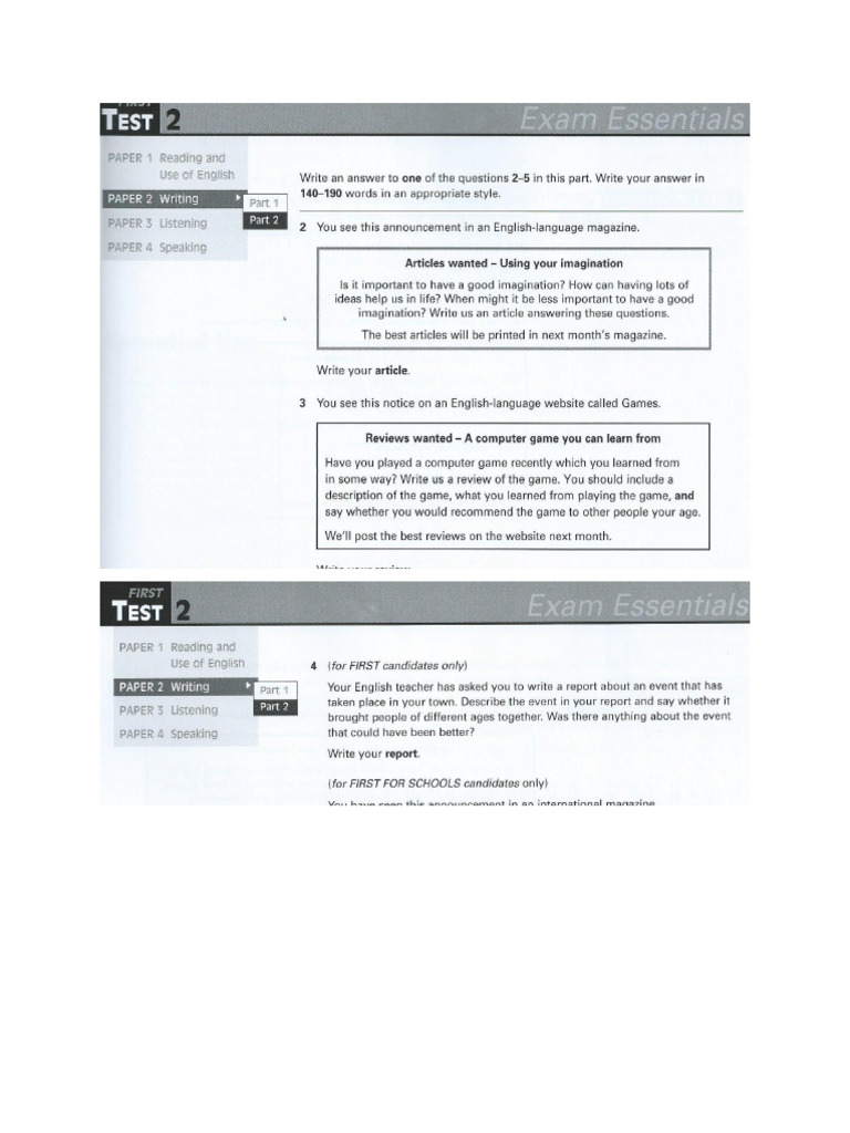 Test 2 Part 2 Writing | PDF