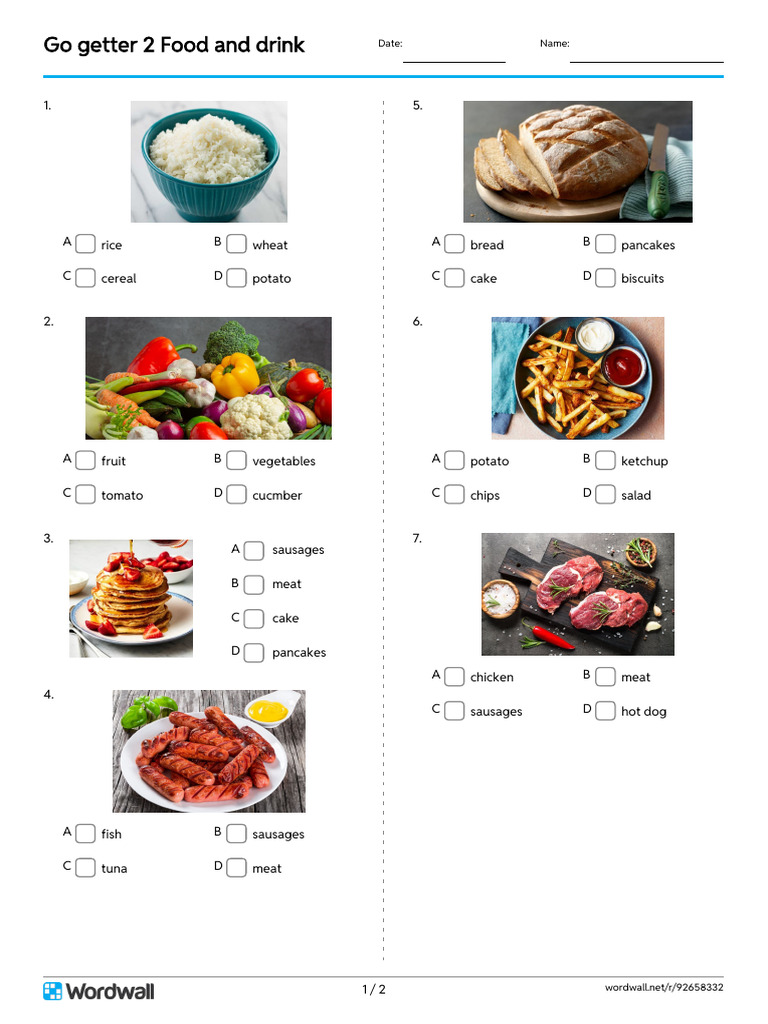 Go Getter 2 Food Vocabulary Quiz | PDF