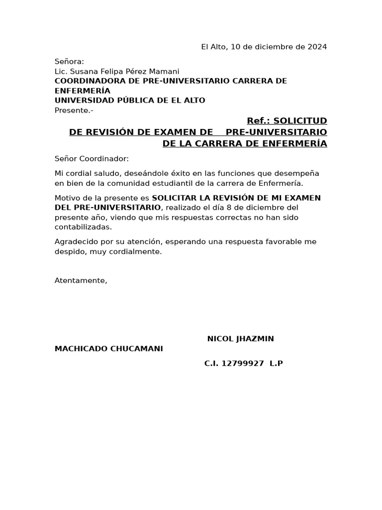 Solicitud de Enfermería Fokiu | PDF