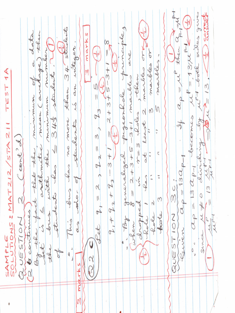 Test 2a Questions 2b Last Part 2c and 3c Sample Solutions | PDF