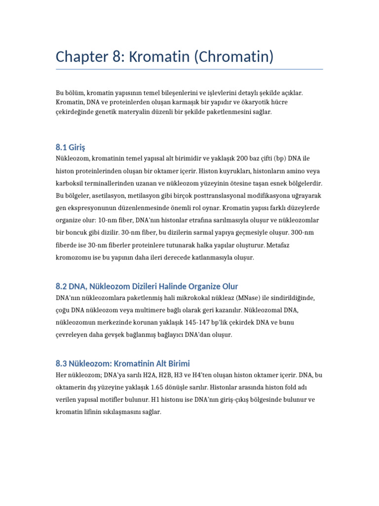 Chapter8 Kromatin Detayli Ozet | PDF