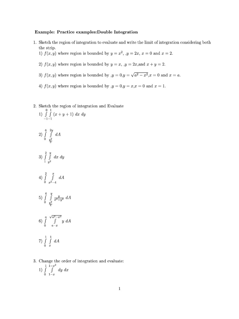 Double Integration - Practice Examples | PDF