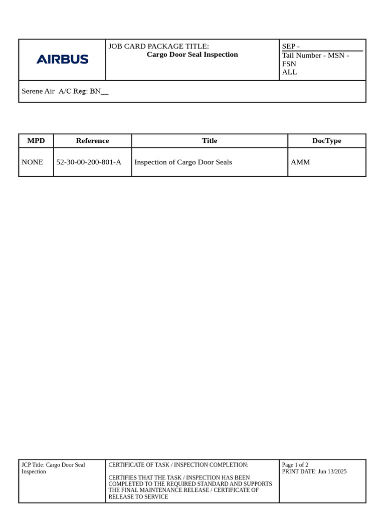 A330 Cargo Door Seal Inspection | PDF | Aviation | Aircraft